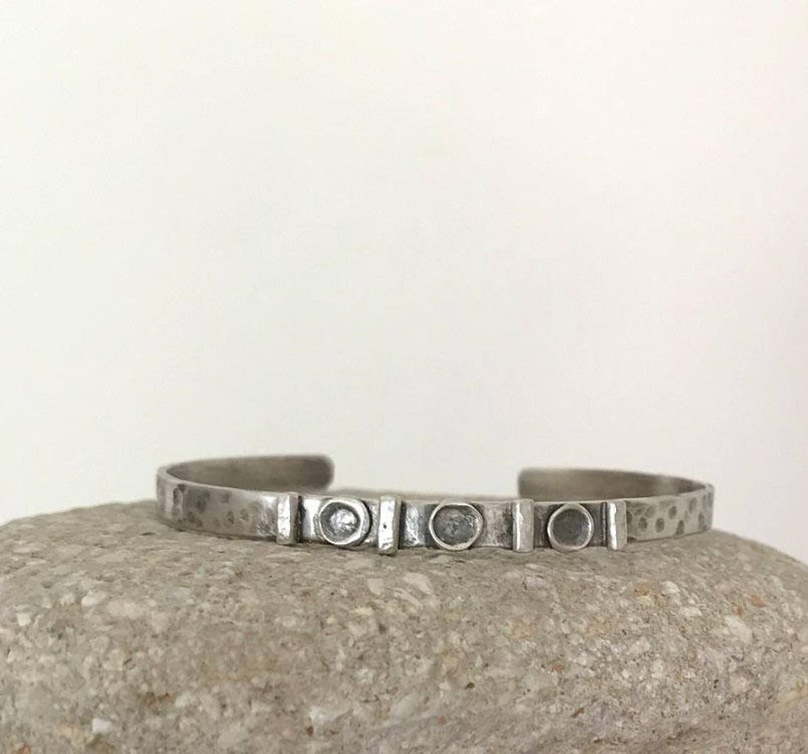 Rustic Mens Bracelet Silver Cuff Bracelet Hammered Bracelet - Etsy