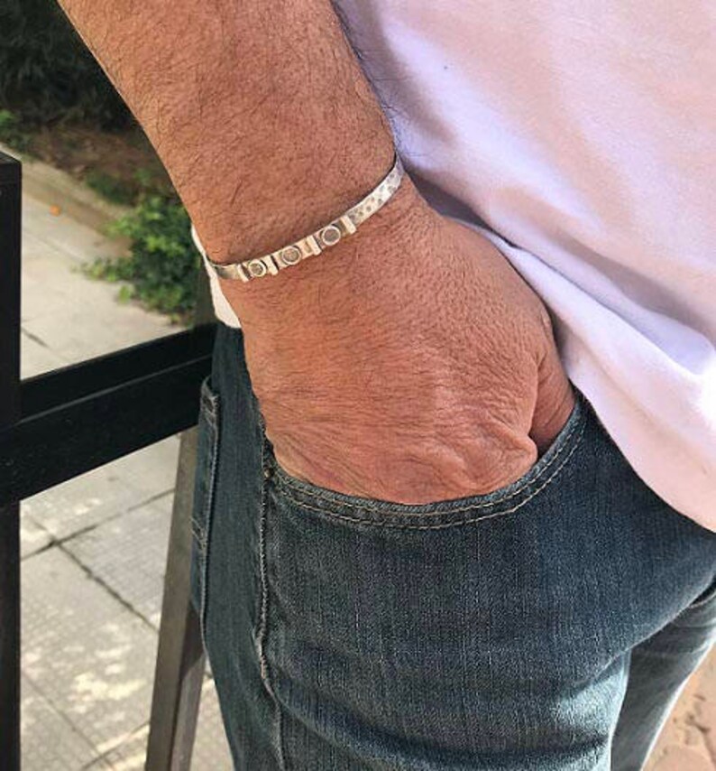 Rustic Mens Bracelet Silver Cuff Bracelet Hammered Bracelet - Etsy