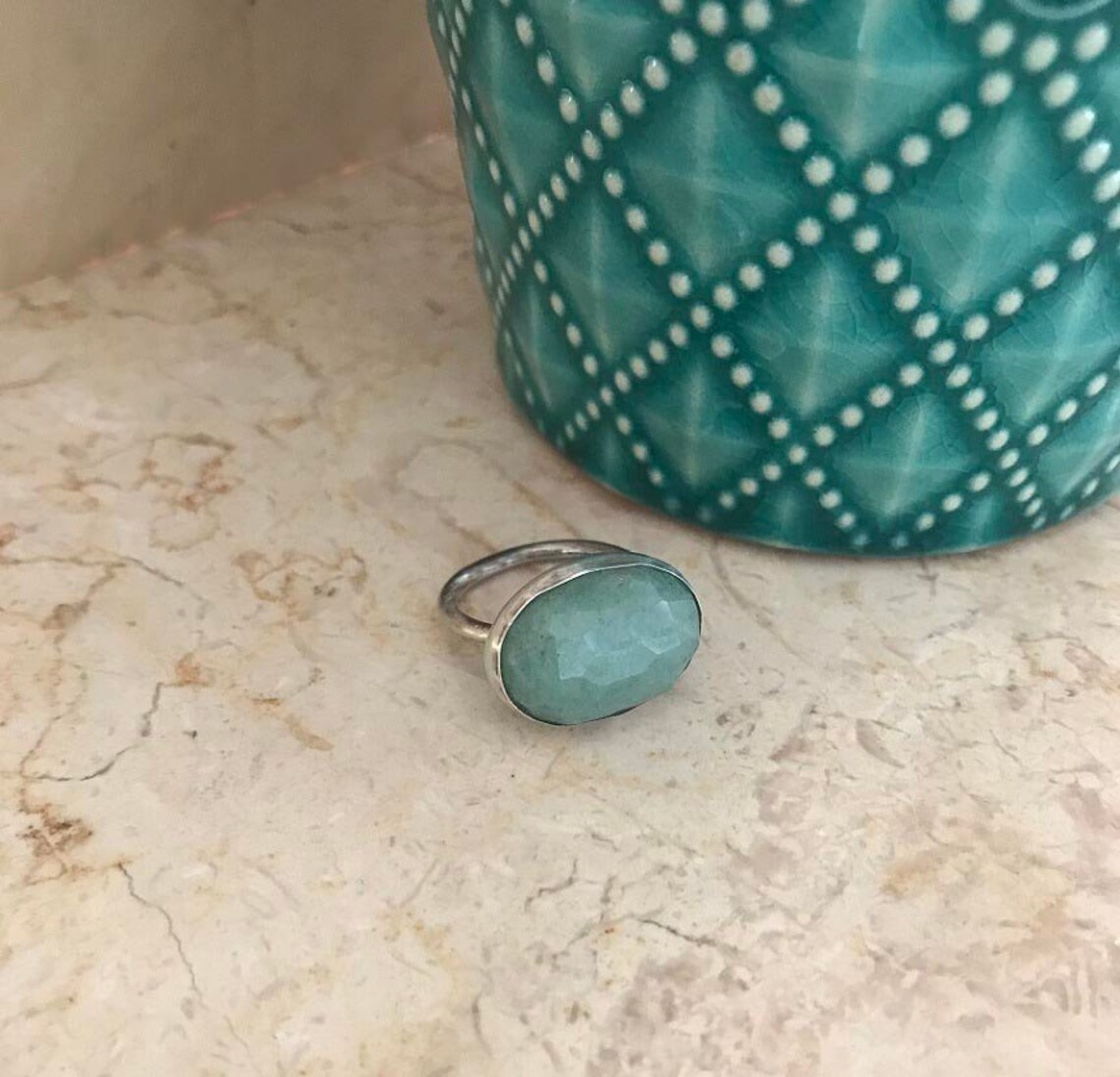 Green Aventurine Ring Statement Silver Ring Aventurine Stone - Etsy