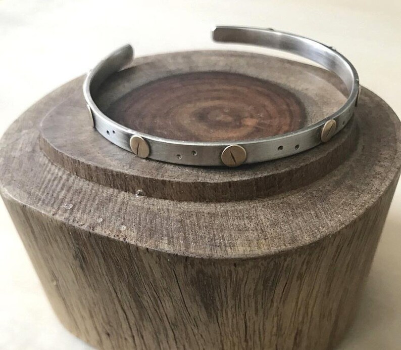 Men's Silver Cuff, Handmade Men's Jewelry, Mixed Metals Bracelet, Open ...