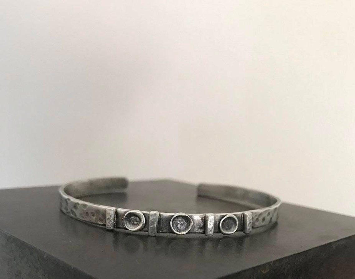 Rustic Mens Bracelet Silver Cuff Bracelet Hammered Bracelet - Etsy