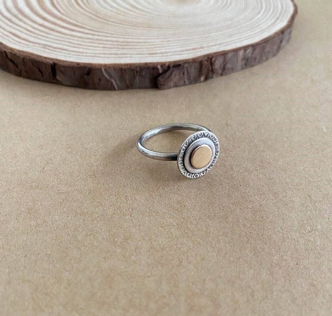Delicate Silver Ring, Minimalist Ring, Handmade Mixedmetal Ring, Simple ...