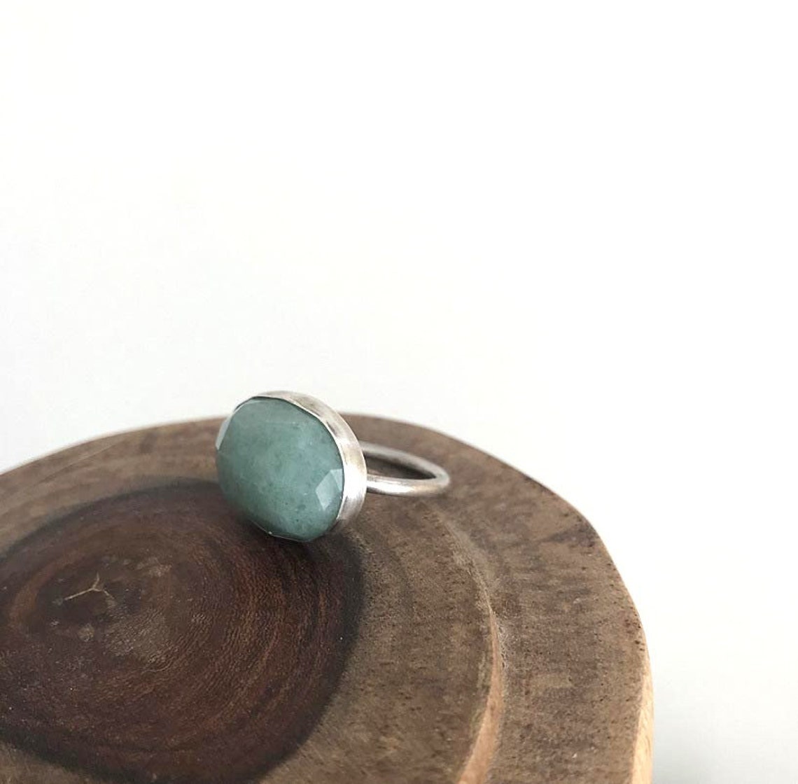 Green Aventurine Ring Statement Silver Ring Aventurine Stone - Etsy