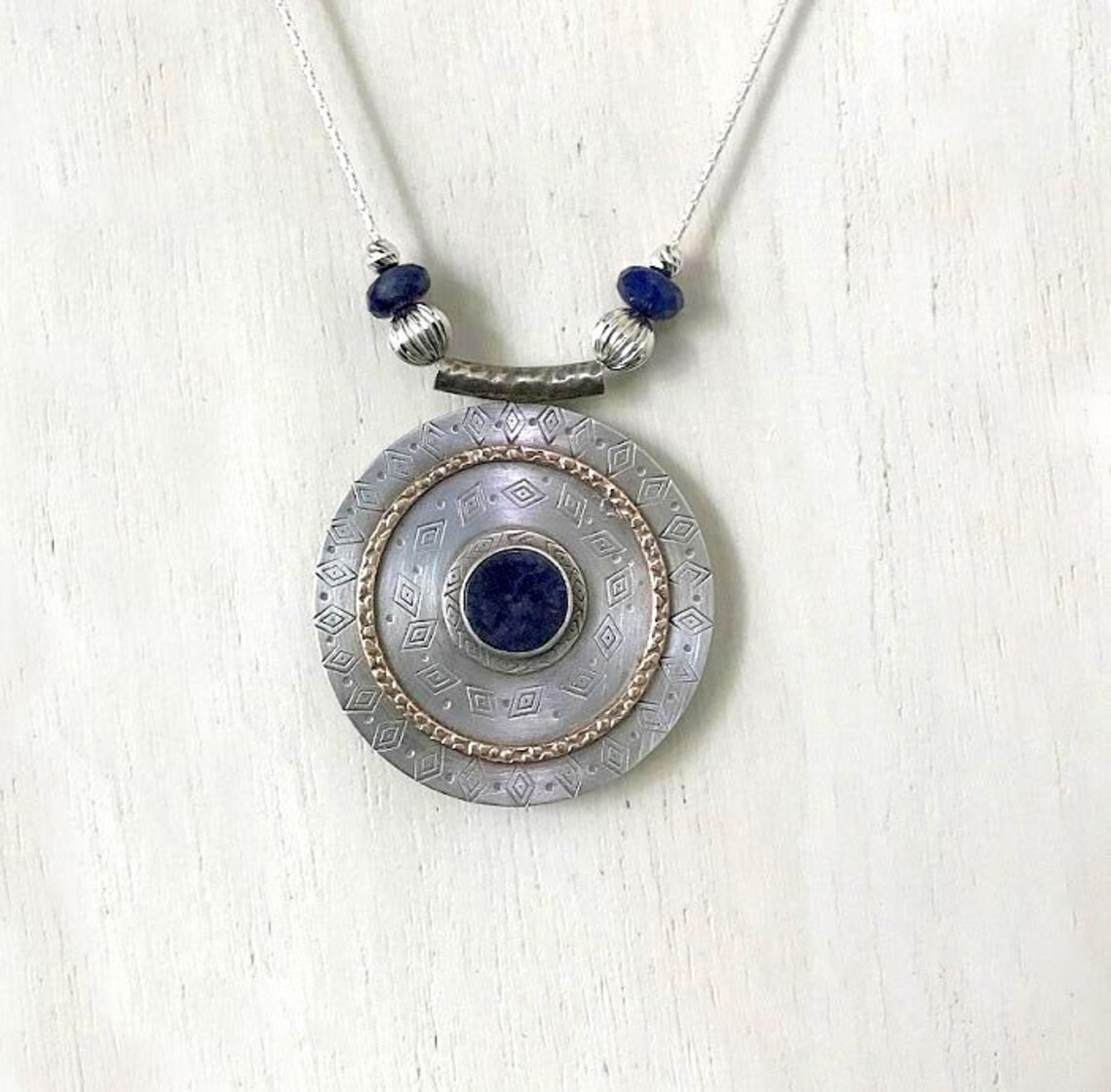 Large Pendant, Big Statement Necklace, Ethnic Style Pendant, Big Silver ...