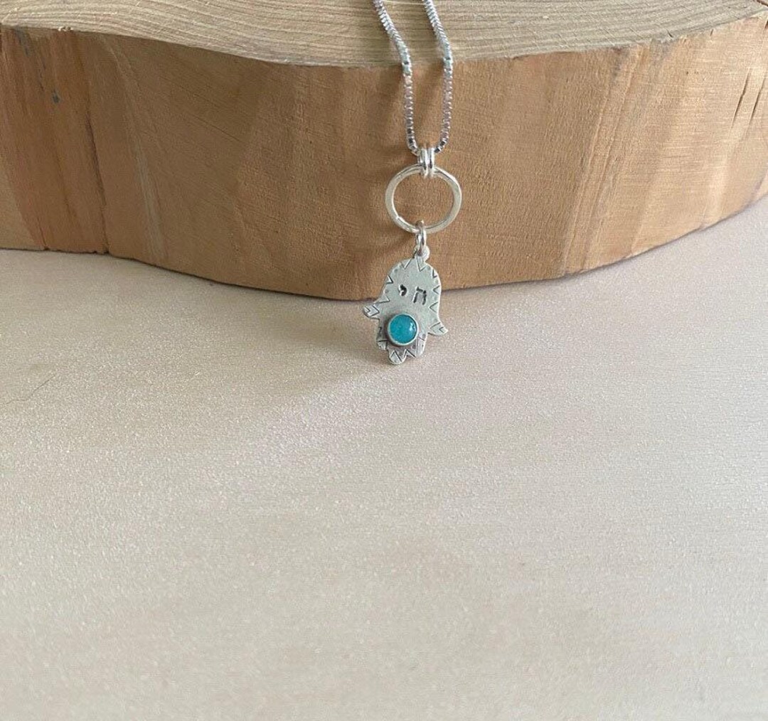 Small Chai Hamsa, Chai Hebrew Sign, Amazonite Jewish Jewelry, Amulet ...