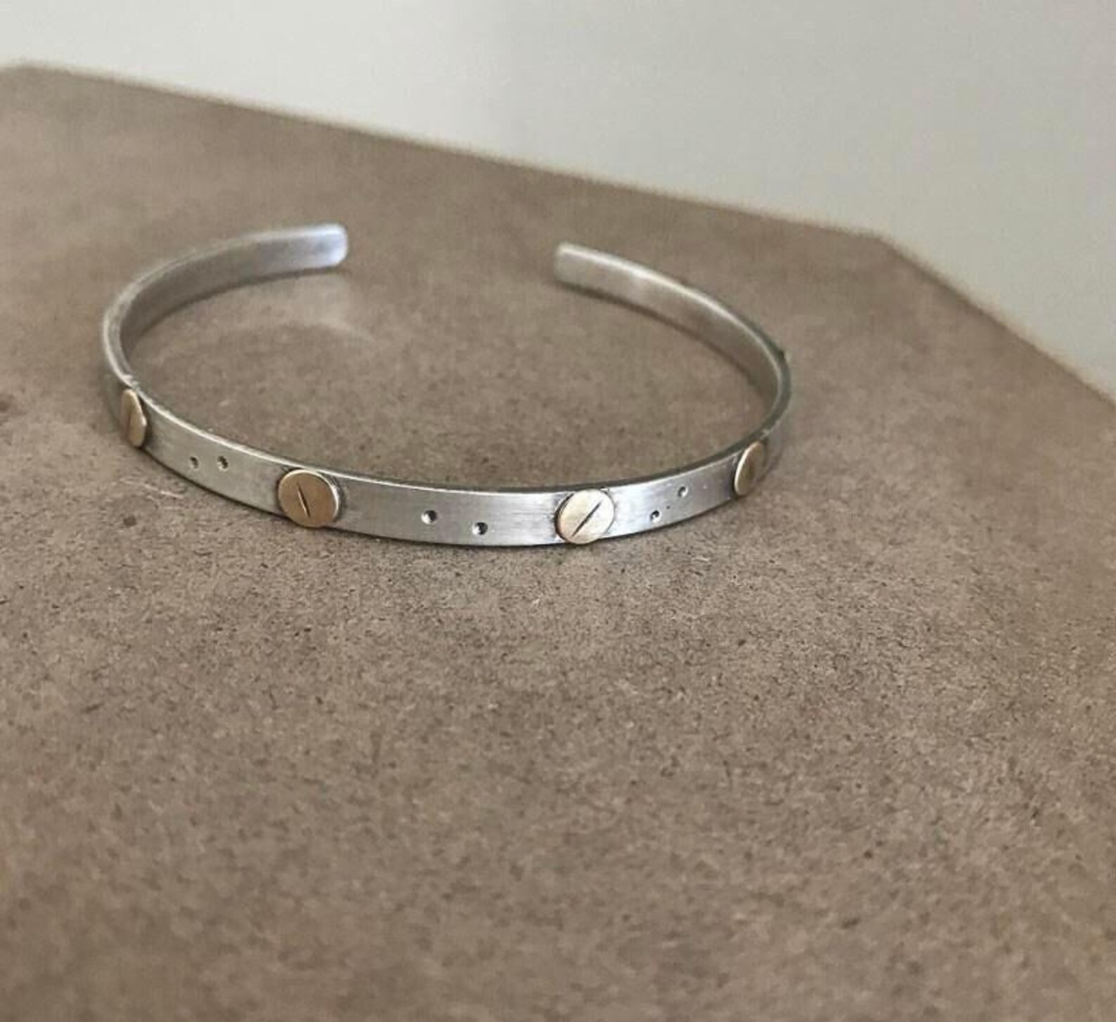Men's Silver Cuff, Handmade Men's Jewelry, Mixed Metals Bracelet, Open ...