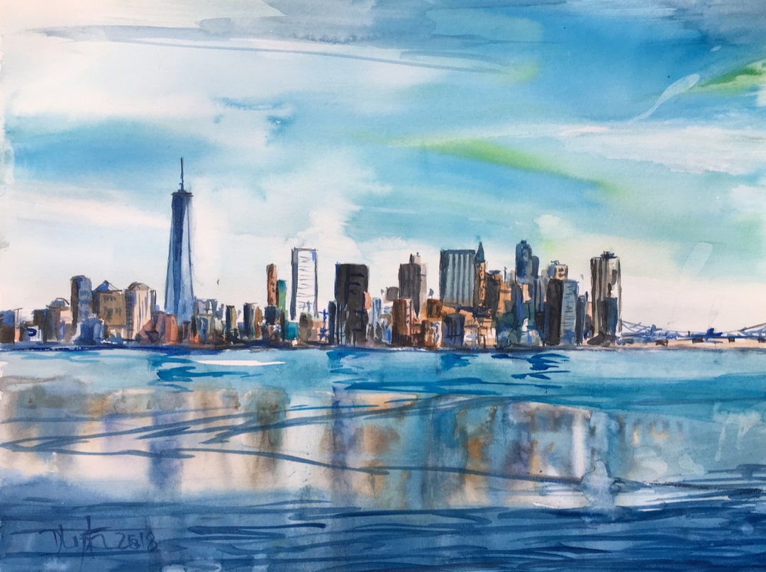 Skyline New York City USA America Watercolor Paper - Etsy
