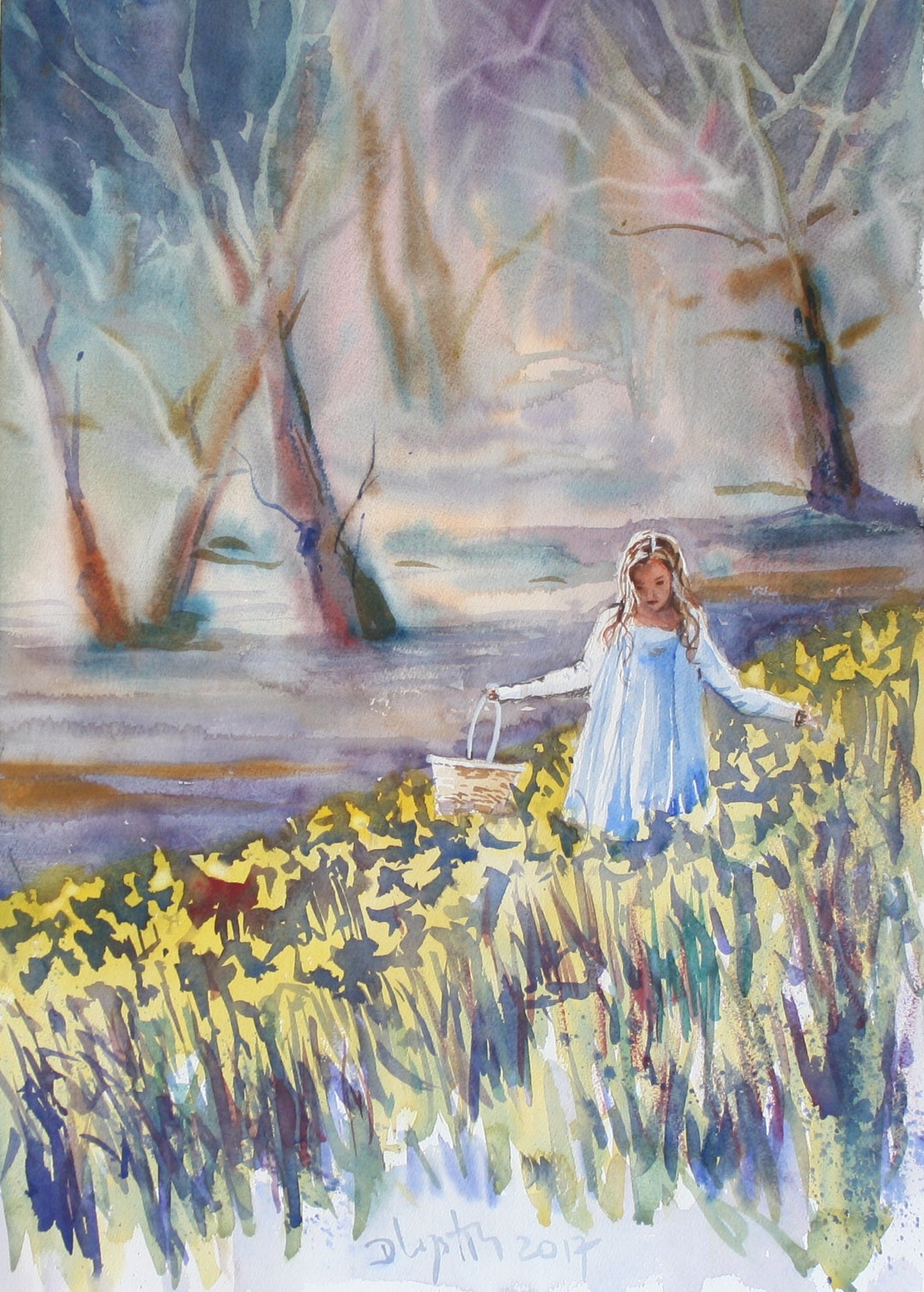 Fee, Aquarell, Malerei, Kunst, Mädchen; Märchen - Etsy.de