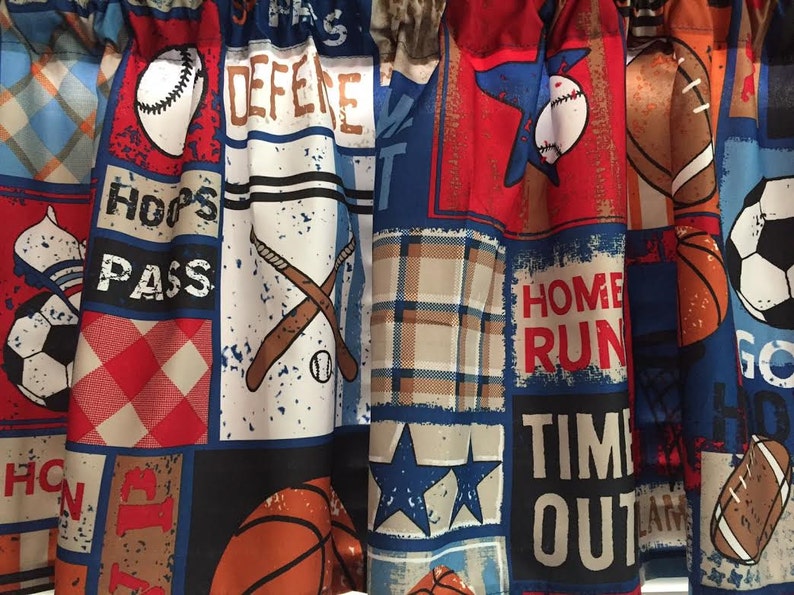 All Sports Patchwork Valance Football Baseball Soccer | Etsy