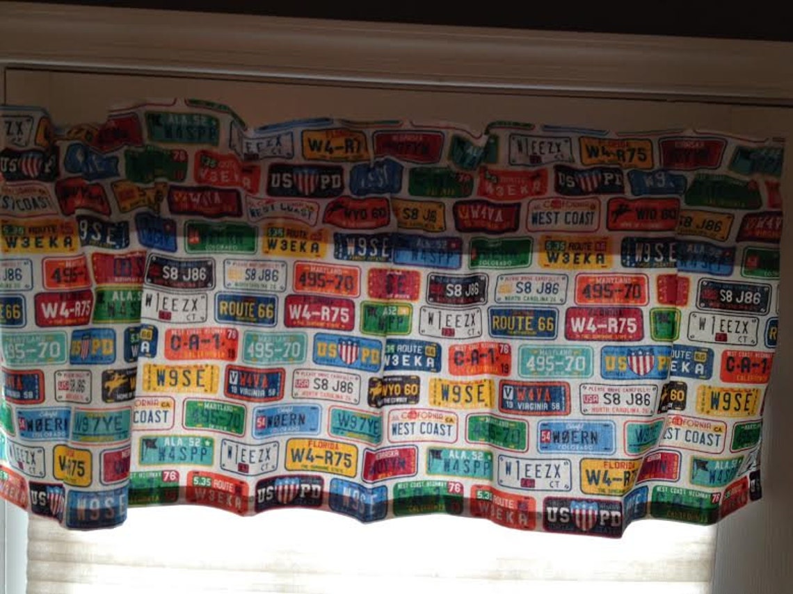 License Plates Un-lined Window Valance Boys Room Man Cave - Etsy