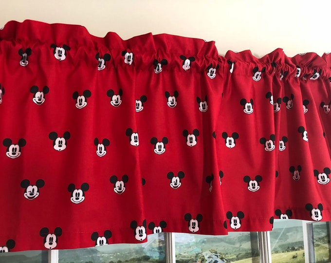 Red Mickey Curtain Valance Kids Bedroom or Playroom Decor - Etsy