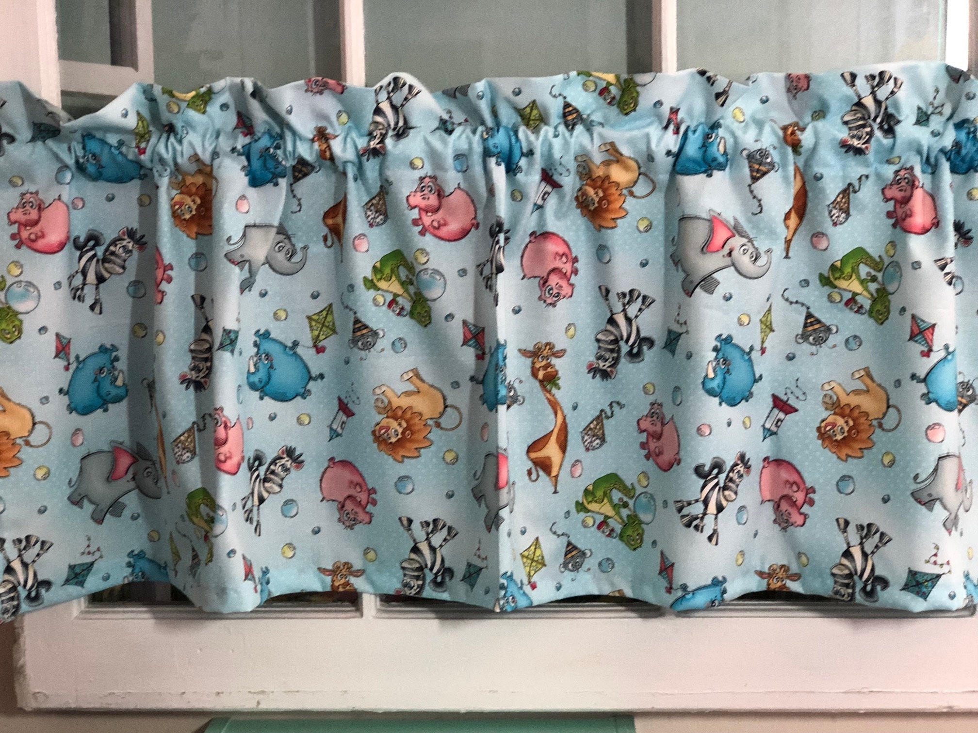 Nursery Blue Baby Safari Animals Valance ~ 41 ~ 42 Inches Wide - Etsy
