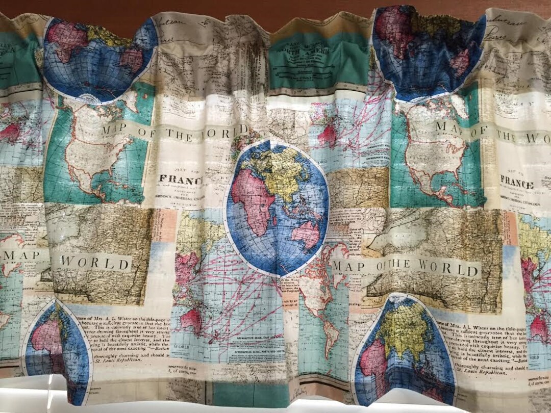 Map of the World Valance ~ 41 ~ 42 Inches Wide - Etsy