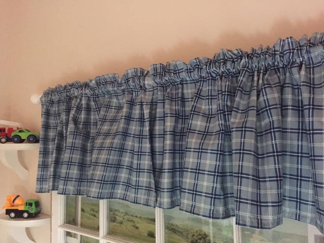 Blue Plaid Valance Boys Room Valance 2 Valances for 1 Price - Etsy