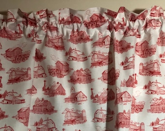 Red Toile Valance - Etsy