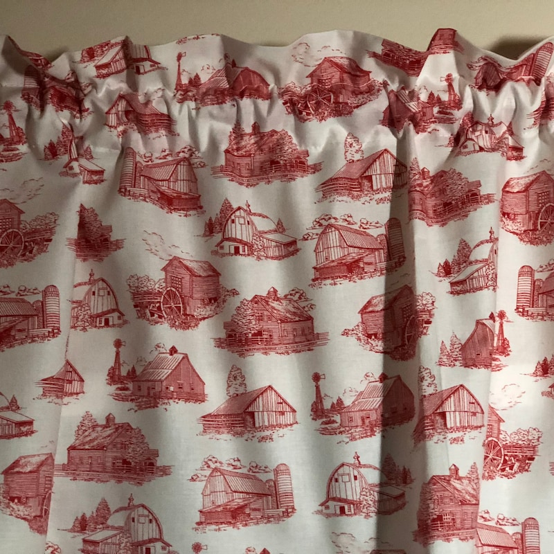 Red Toile Valance - Etsy
