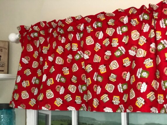 Red Homemade Jam Jars Ruffled Top Valance please Note: - Etsy