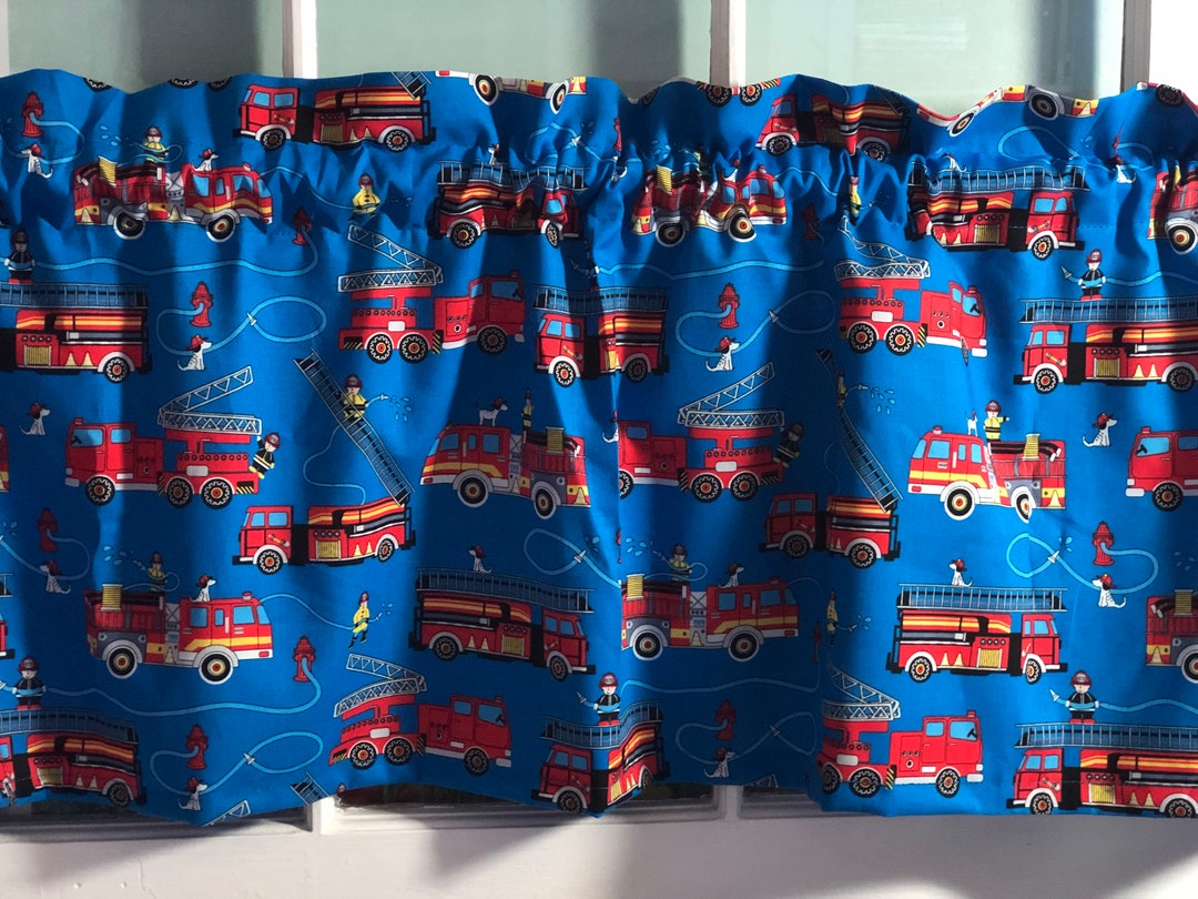 Fire Trucks Window Valance ~ Bright Colors ~ 40" Wide - Etsy