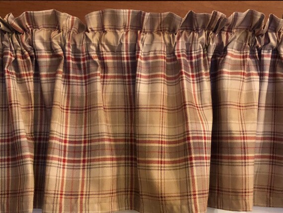 Tan & Rust Plaid Window Valance 65 Inches Wide | Etsy