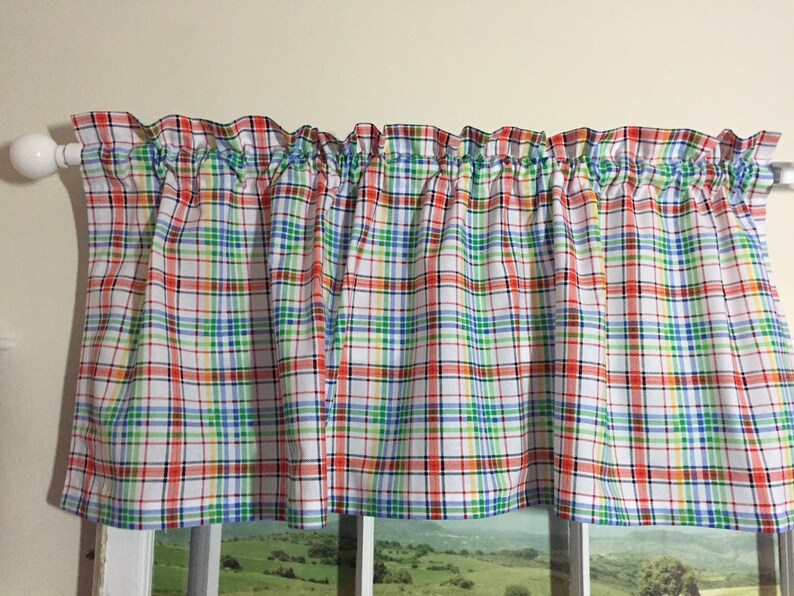 Colorful Plaid Valance Kids Room Valance Playroom Valance - Etsy