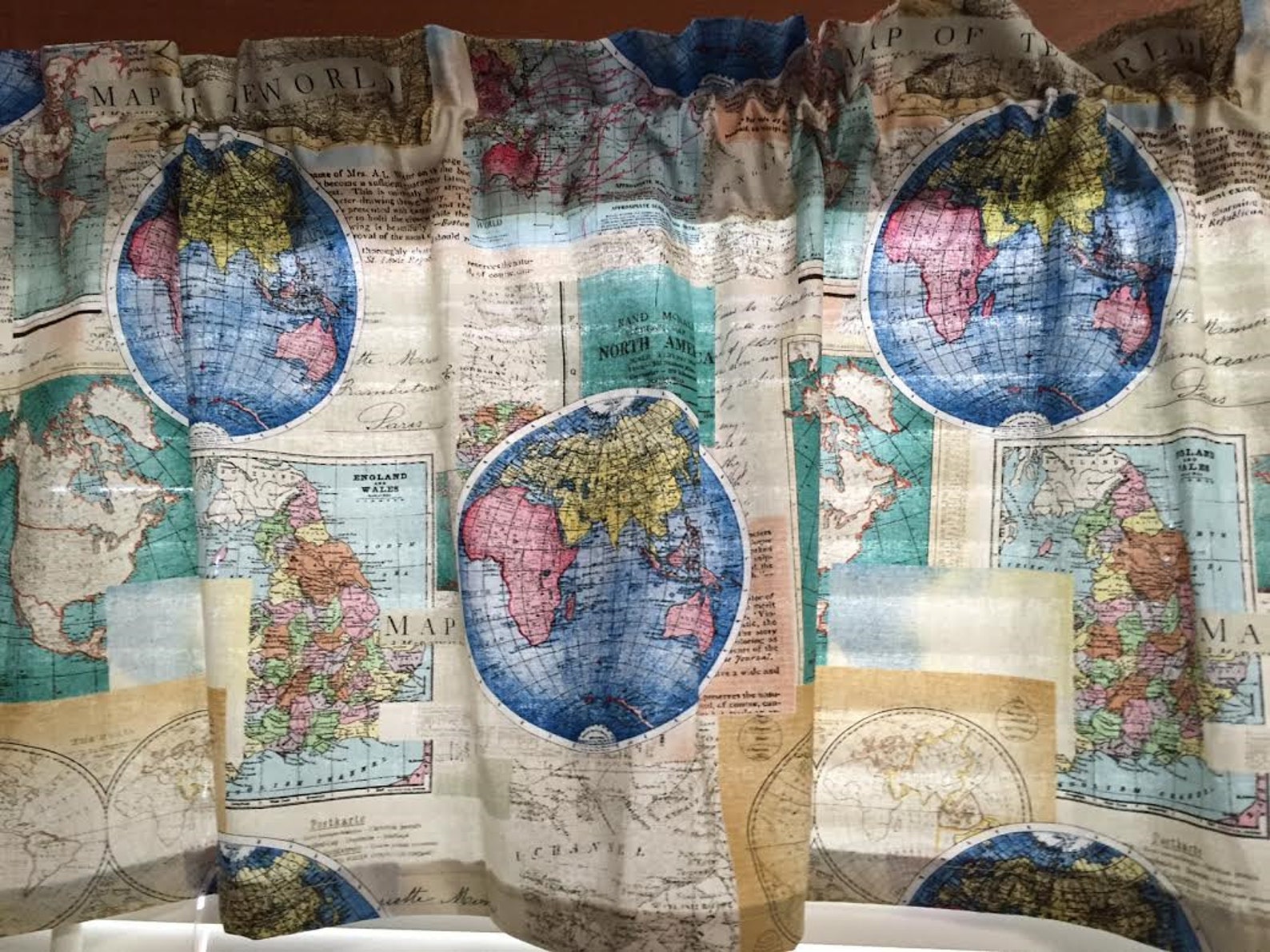 Map of the World Valance 41 42 Inches Wide - Etsy