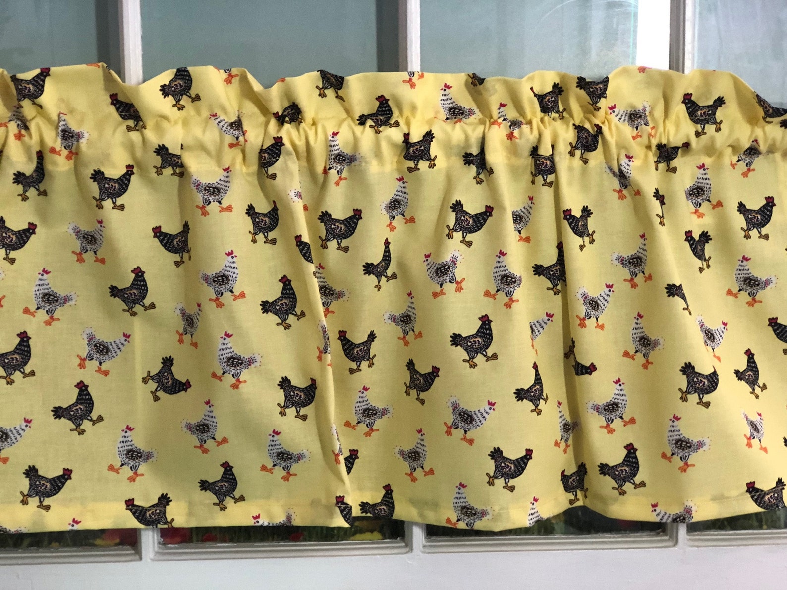 Country Farm Fresh Chickens Valance 42 Wide - Etsy