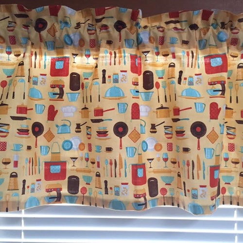 Retro Style Yellow Kitchen Valance 41 42 Inches Wide - Etsy
