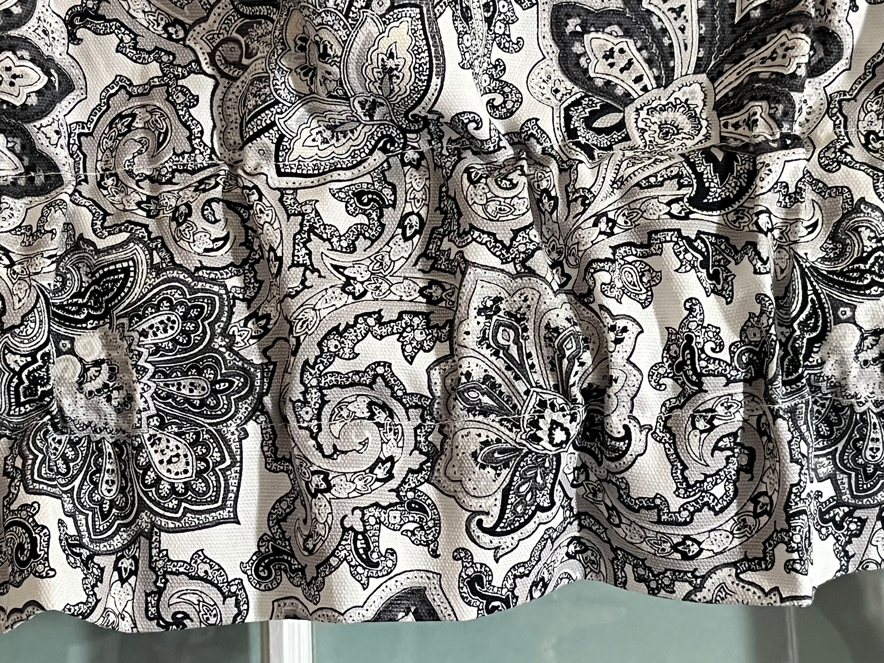 Black Gray White Paisley Sleeve Valance ~ Sleeve Valances Are 42" Wide ...