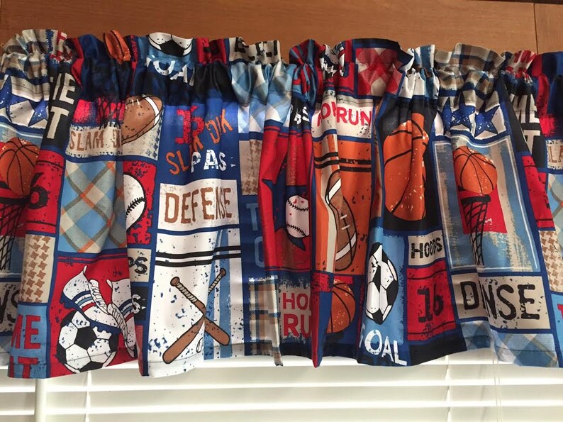 All Sports Patchwork Valance Football Baseball Soccer | Etsy