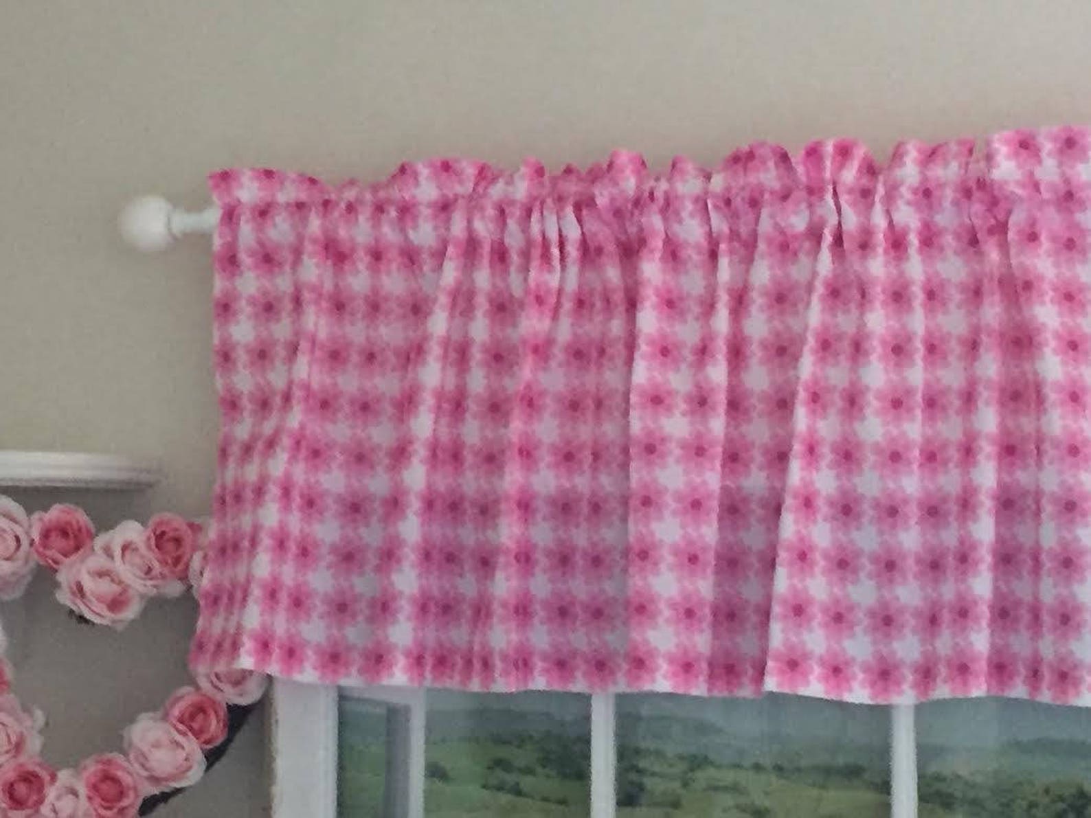 Pretty Pink Flowers Valance 65 Inches Wide - Etsy