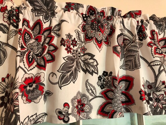 Waverly Inspirations Black Gray & Red Floral Valance 41 - Etsy