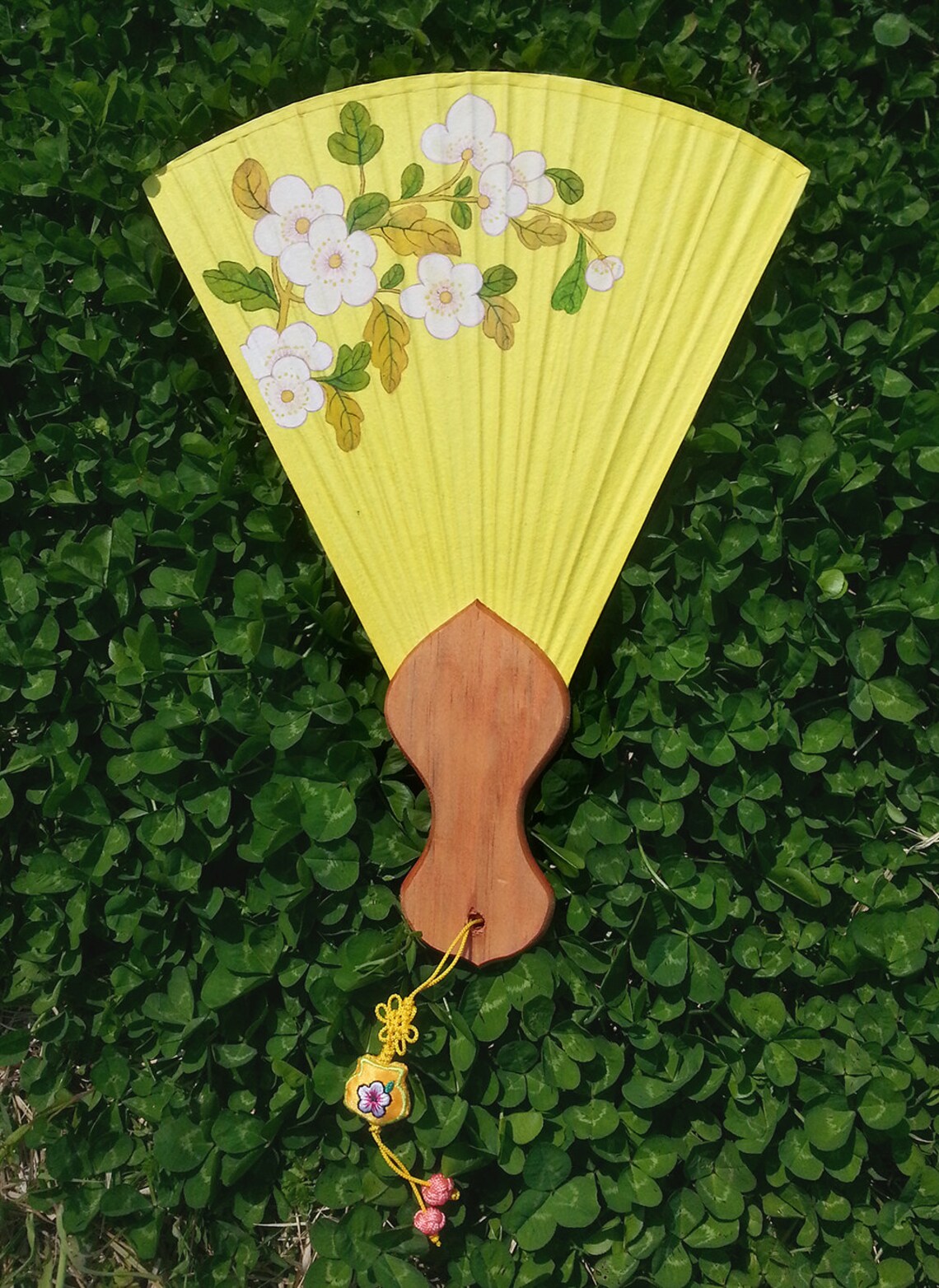 Hand Fan, Handpainted Fan, Handmade Fan, Yellow Fan, Flower Fan ...