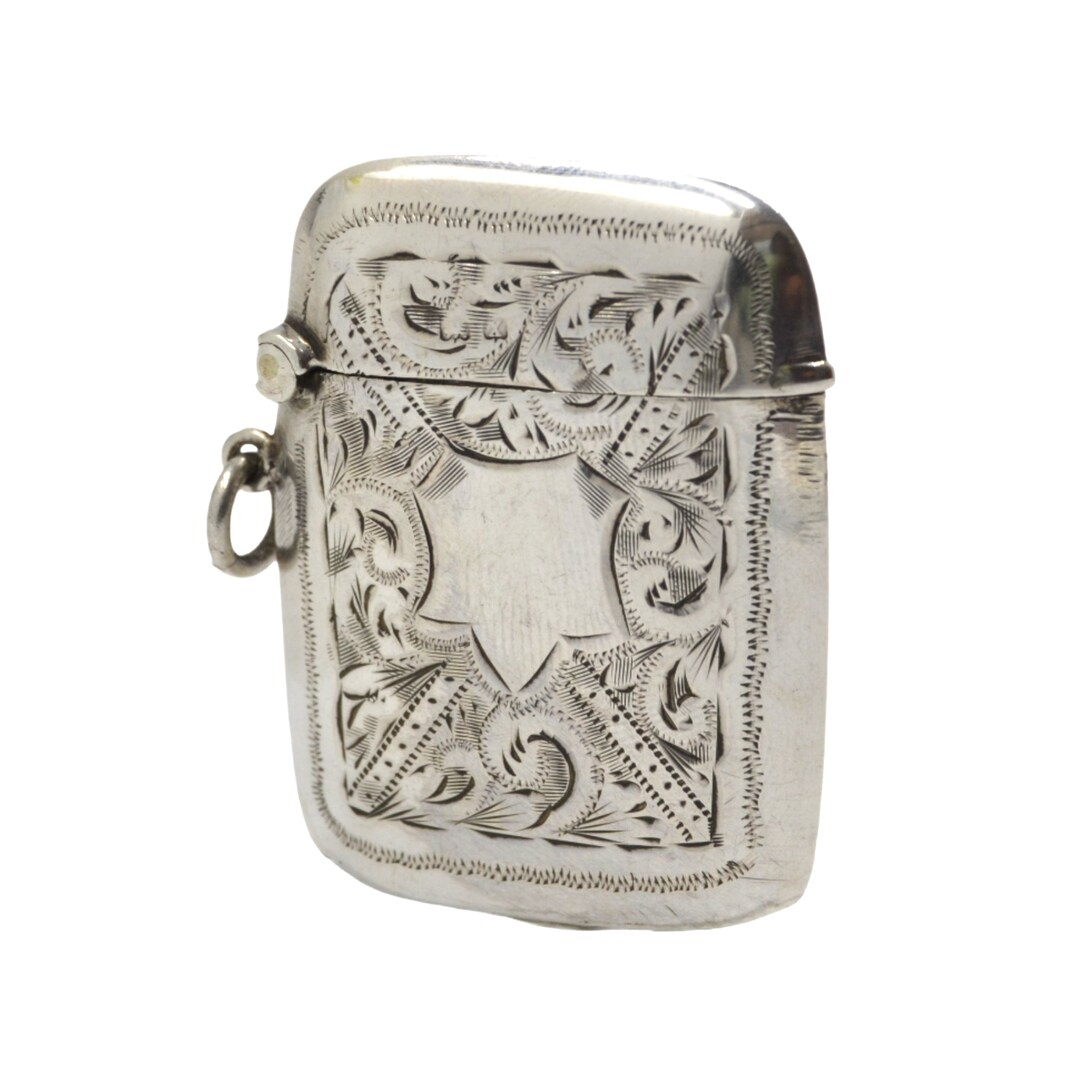 Antique Sterling Silver Vesta Case | Engraved Pocket Match Safe - Etsy