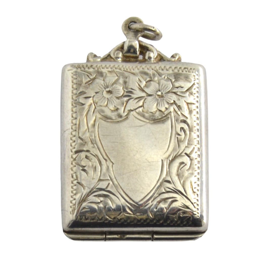 Antique Sterling Silver Stamp Case Locket - Etsy