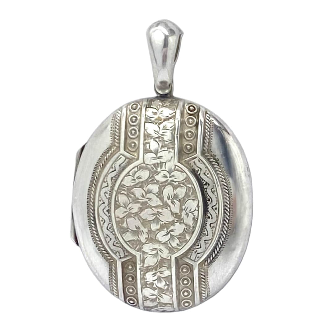 Large Antique Victorian Sterling Silver Engraved Photo Locket - Etsy