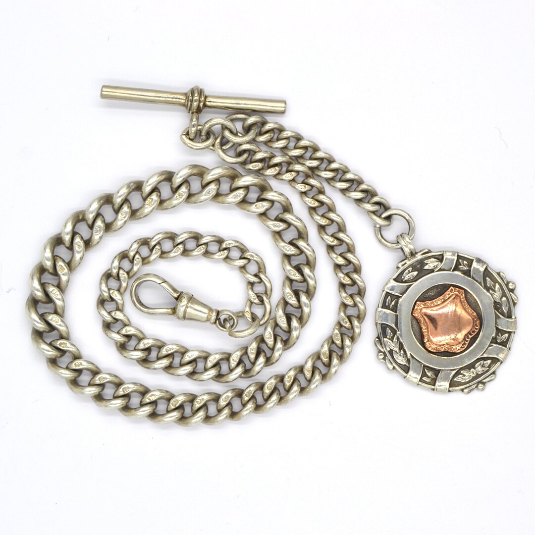 Antique Victorian Sterling Silver Single Albert T-bar Pocket Watch ...