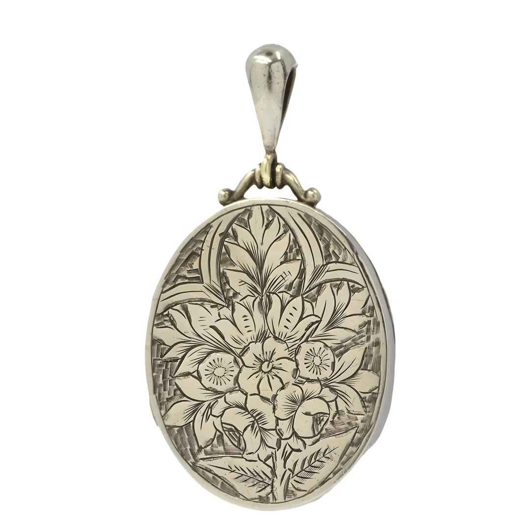Large Sterling Silver Victorian Locket Necklace - Etsy