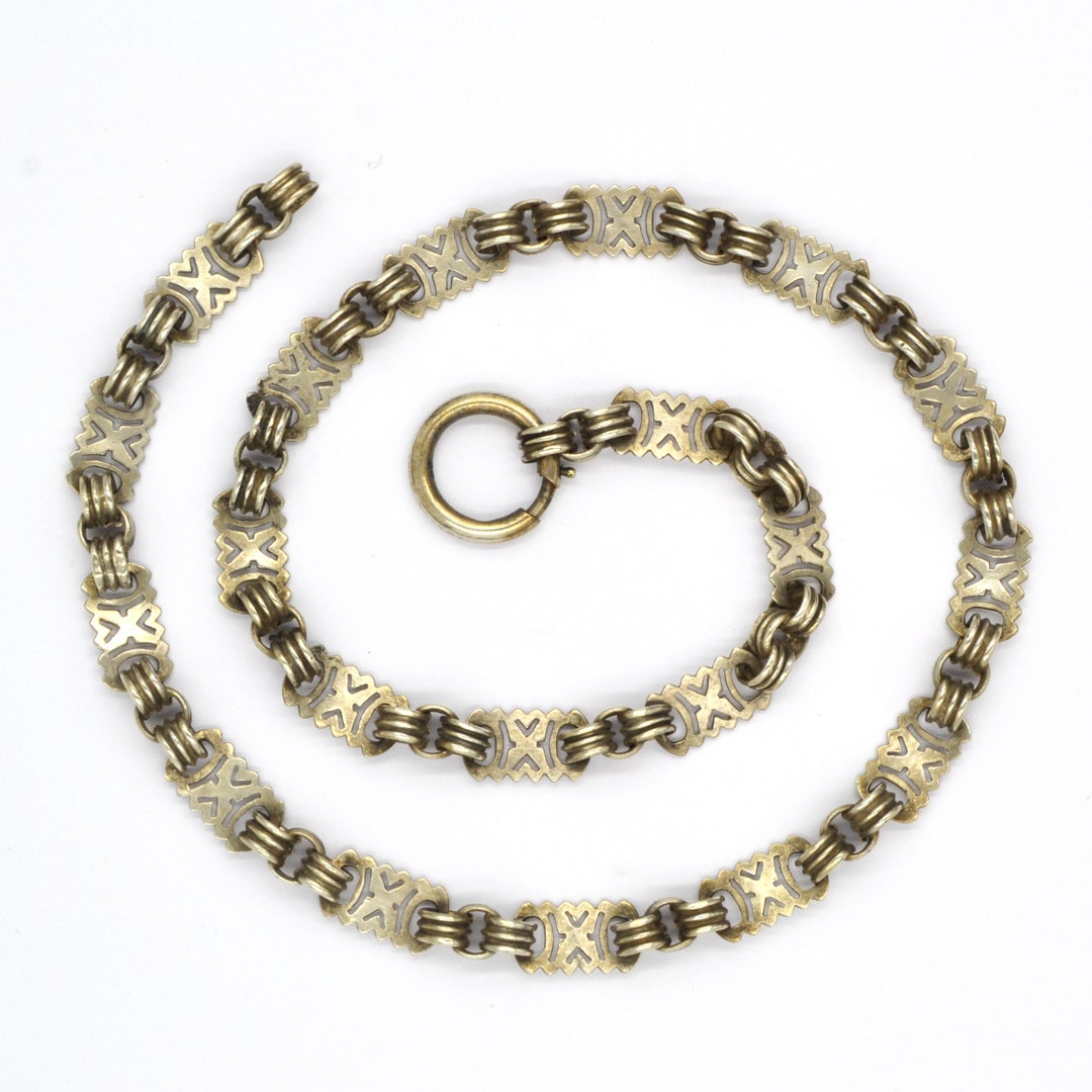 Victorian Sterling Silver Book Chain Collar Necklace | Antique 16 1/2 ...