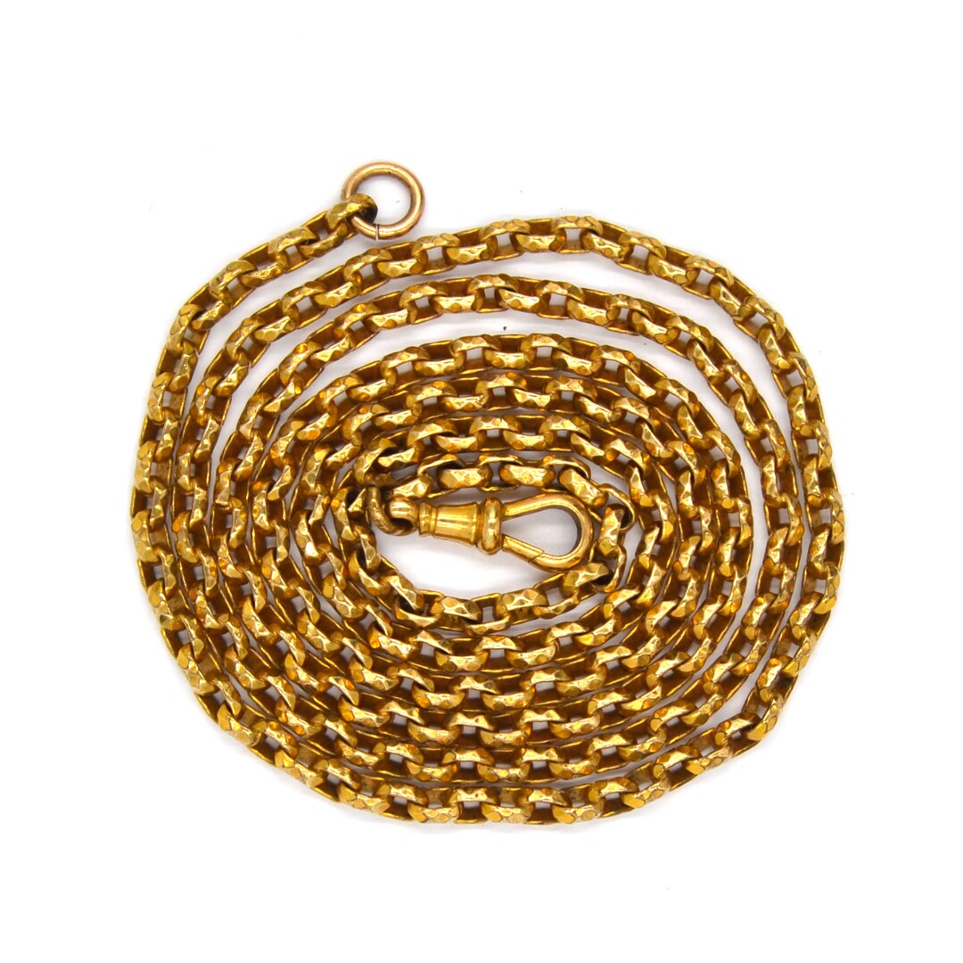 Antique Victorian 80 Cms Rolled Gold Faceted Link Belcher Chain - Etsy