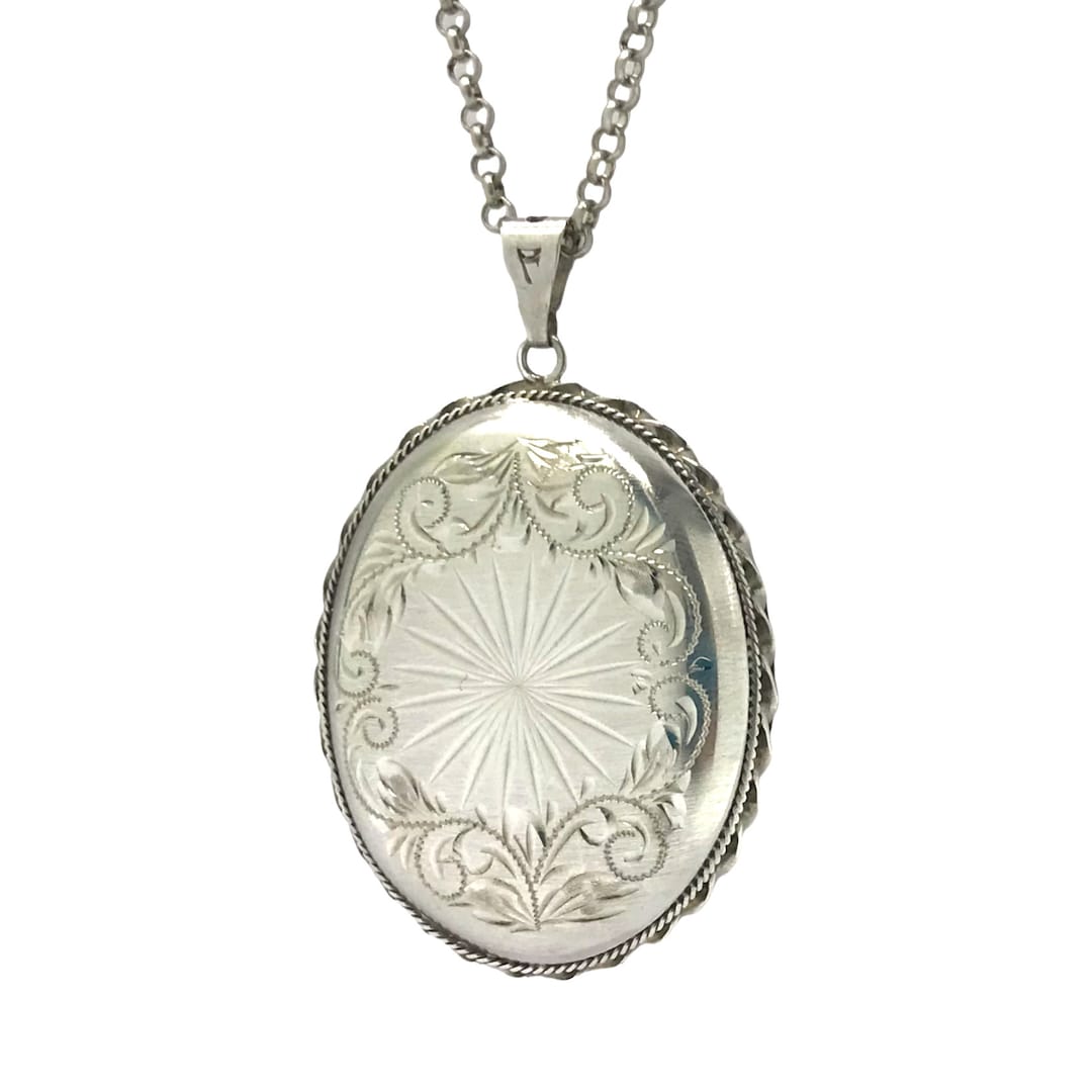 Very Large Vintage Sterling Silver Photo Locket on A Chain - Etsy