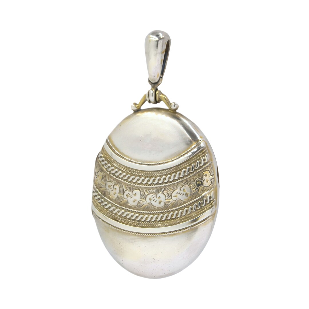 Large Sterling Silver Victorian Locket Necklace - Etsy