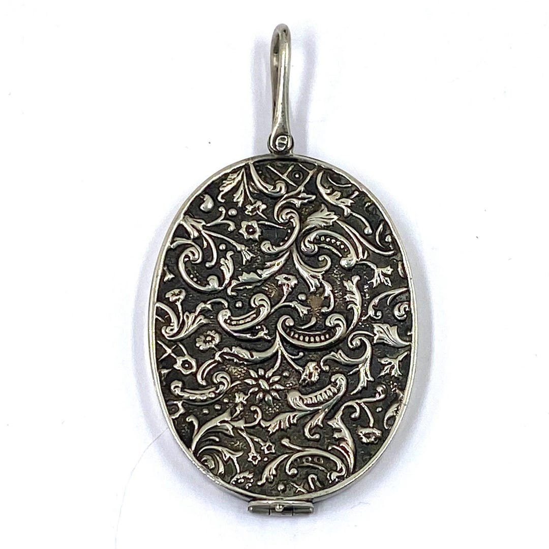 Large Antique Edwardian Sliding Mirror Locket Pendant - Etsy