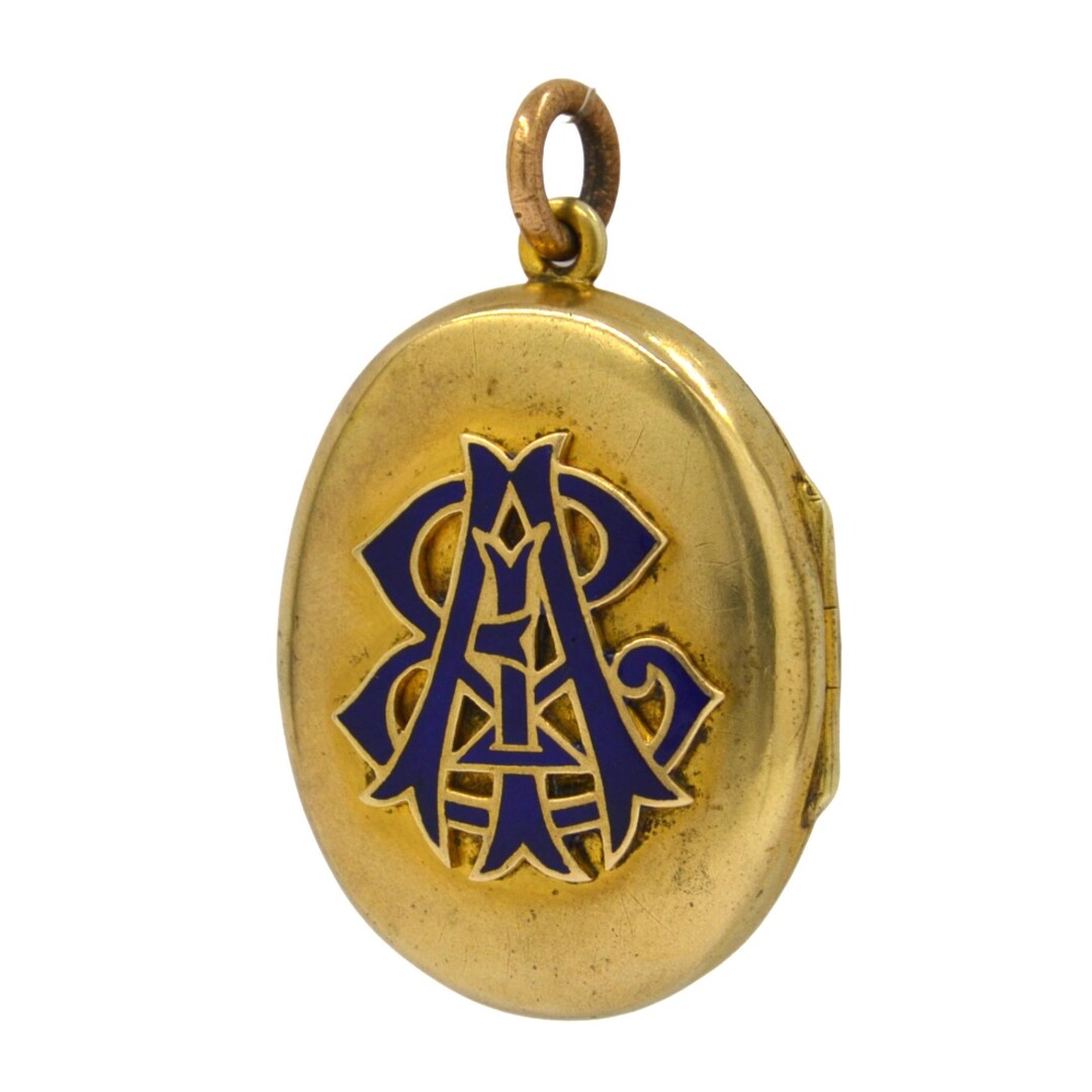 Victorian Enamel Gilt Metal AEI Locket | Amity Eternity Infinity Locket ...
