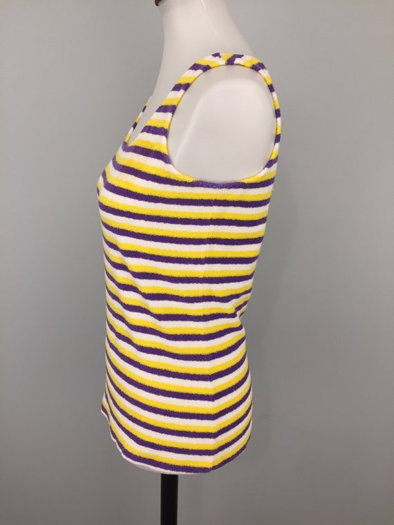 70s Tank Top Terry Cloth Stripe Summer Top Academia K… - Gem