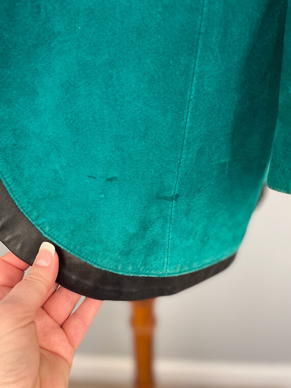 Vintage Emerald Green Leather Coat Danier Suede Leath… - Gem
