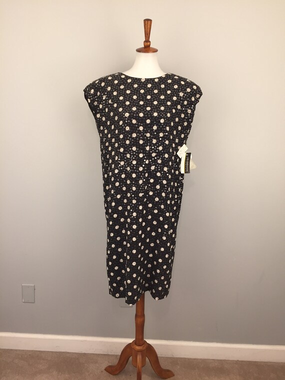 90s Black Drape Neck Midi Dress Vintage Deadstock Bla… - Gem