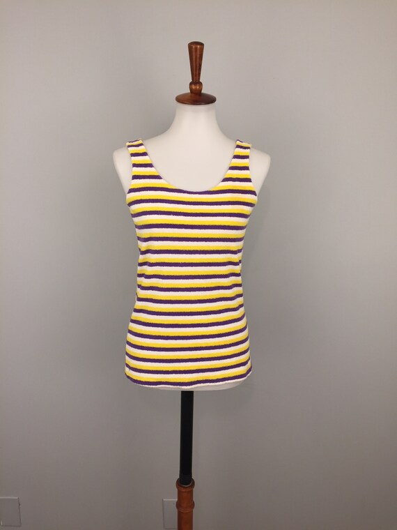 70s Tank Top Terry Cloth Stripe Summer Top Academia K… - Gem