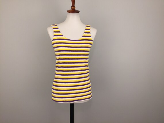 70s Tank Top Terry Cloth Stripe Summer Top Academia K… - Gem