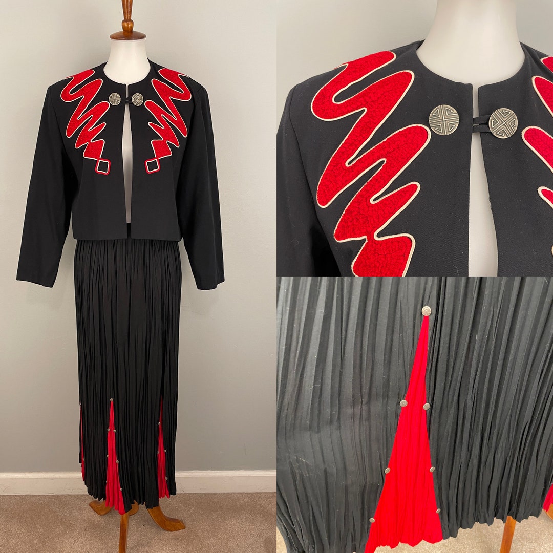 Vintage Western Show Jacket & Skirt 80s Western Outfit Black Crop ...