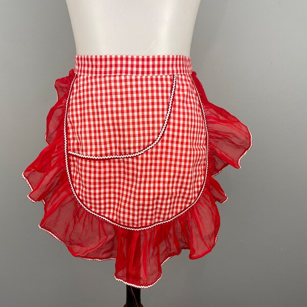 Red Gingham Apron - Etsy